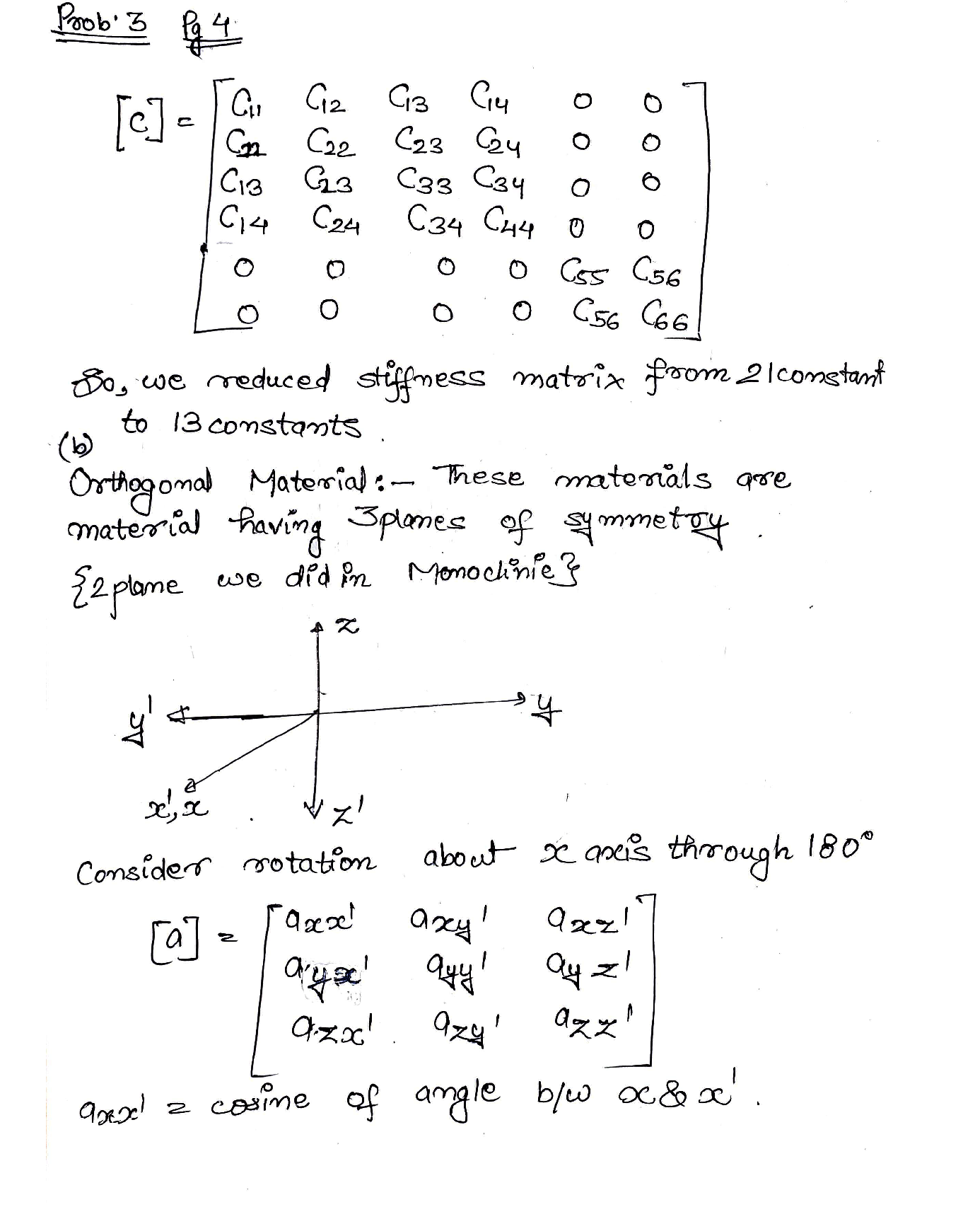 Solved: Start from orthotropic stiffness matrix (36 constants), we ...