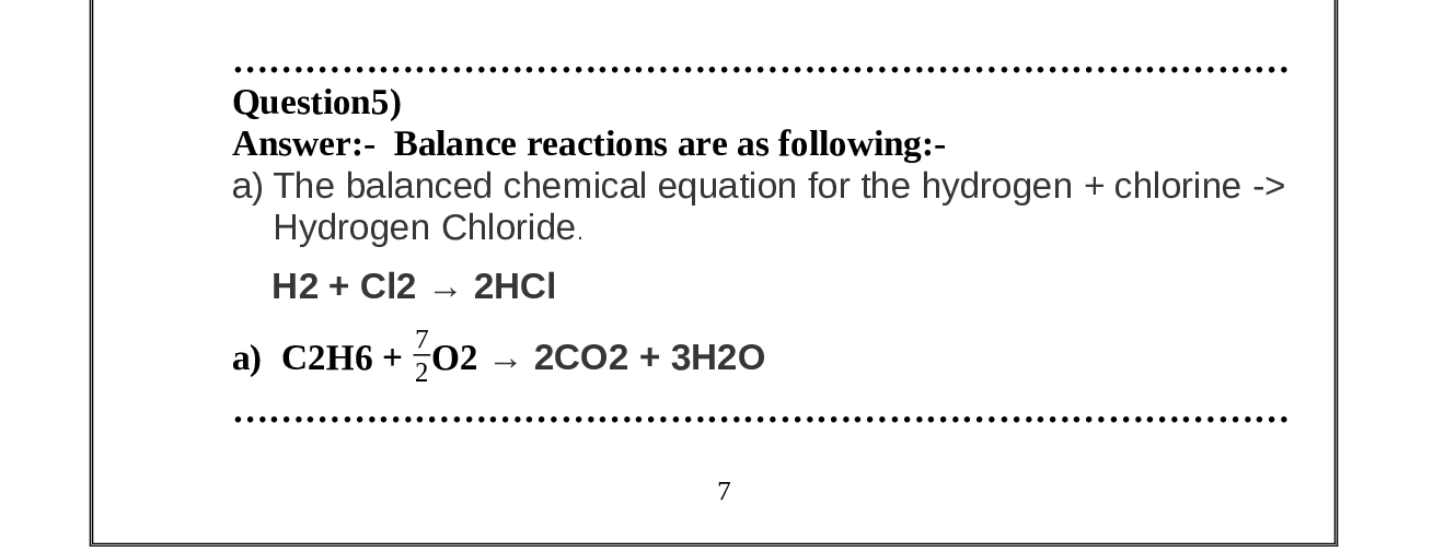 Solved: Hydrogen and chlorine react to make HCl. Ethane, C2H6, reacts ...