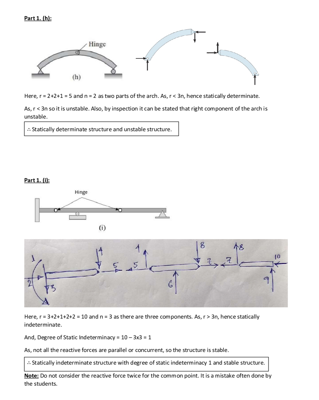 Solved: 1. Classify each of the structures as statically determinate, statica - TutorBin