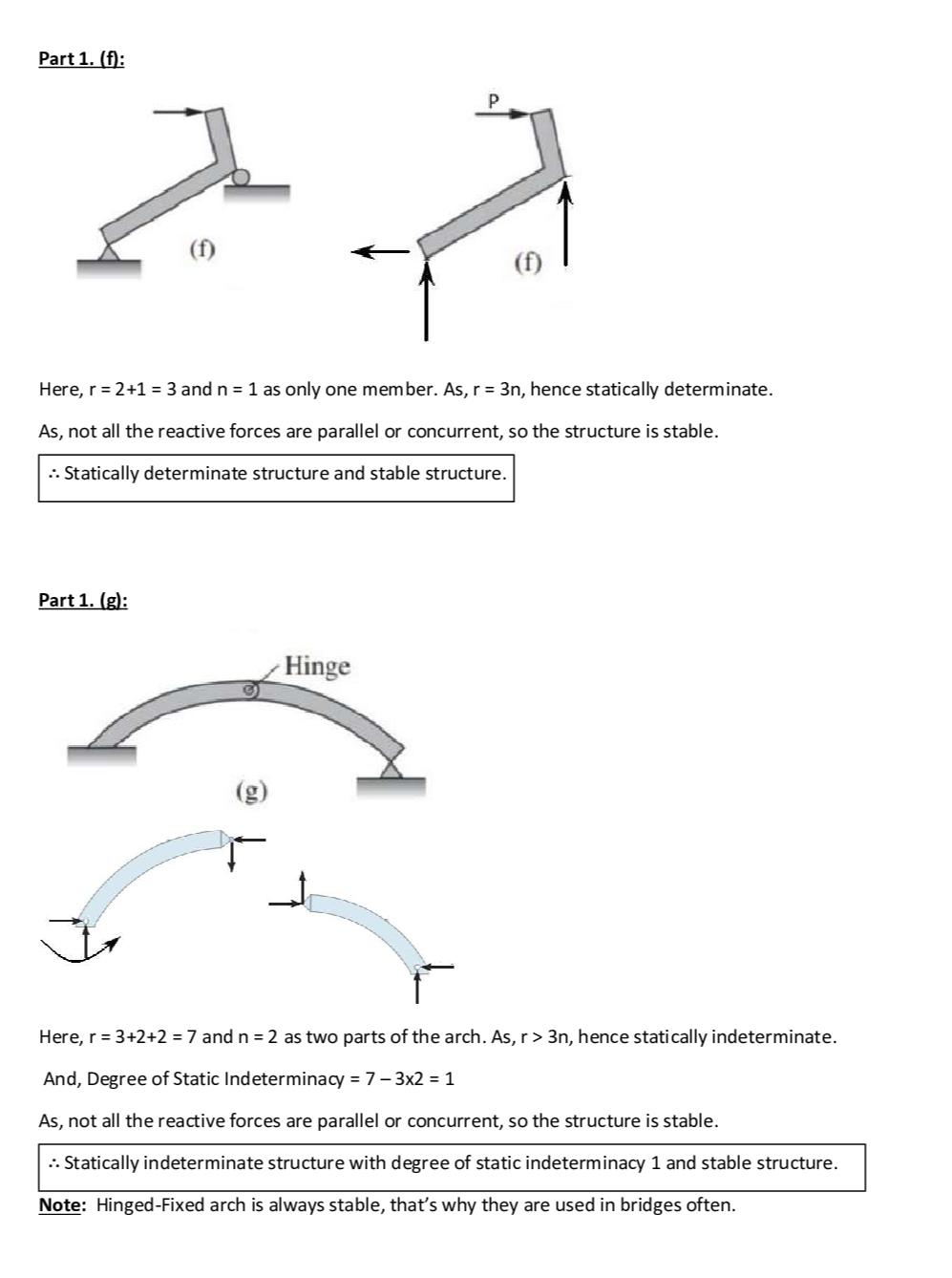 Solved: 1. Classify each of the structures as statically determinate, statica - TutorBin