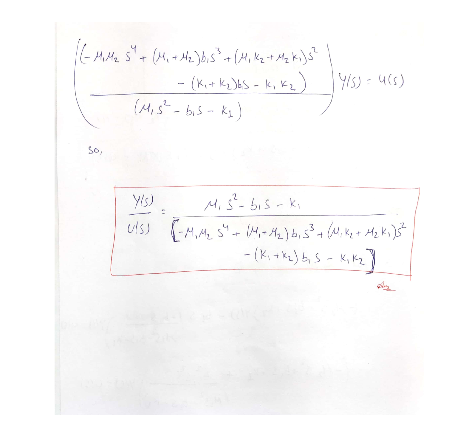 Solved: 1– Consider the two-mass system shown in Figure 1. Derive the ... Solved: 1– Consider the two-mass system shown in Figure 1. Derive the ...