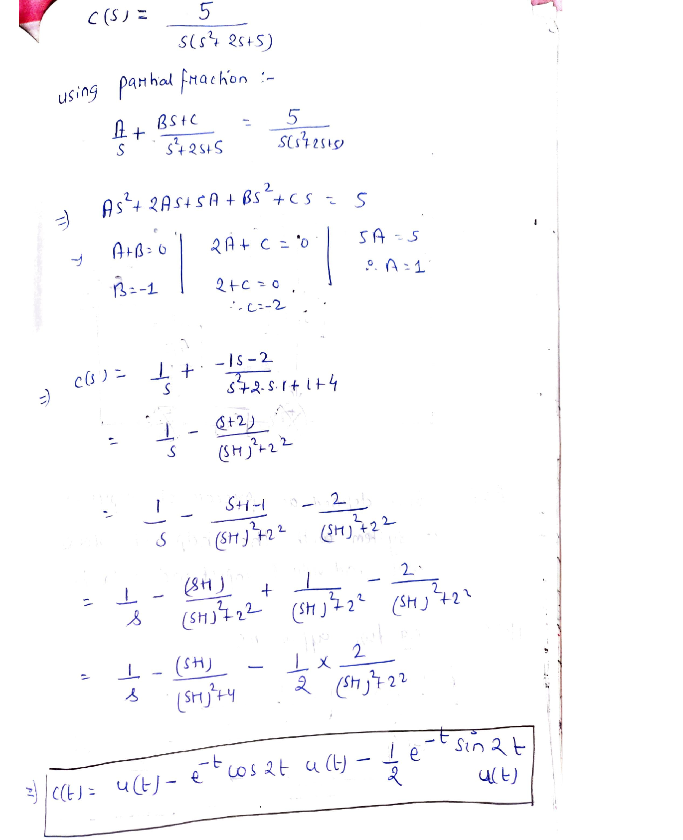 Solved: 2. For the system shown below, find the output c(t) if the input r(t) - TutorBin