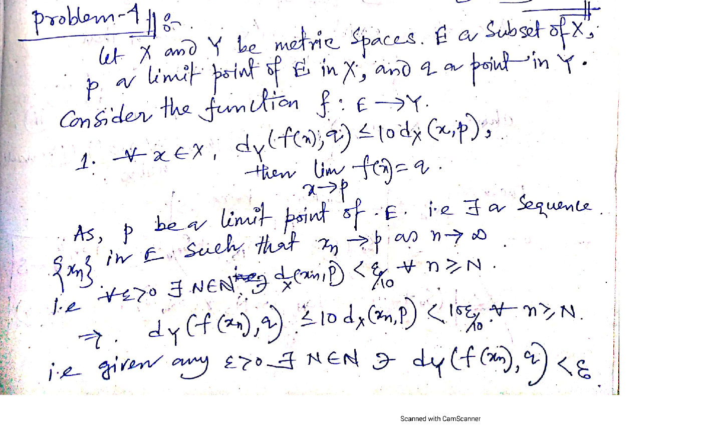 Solved: Problem 4: Let X and Y be metric spaces, E a subset of X, p a ... Solved: Problem 4: Let X and Y be metric spaces, E a subset of X, p a ...