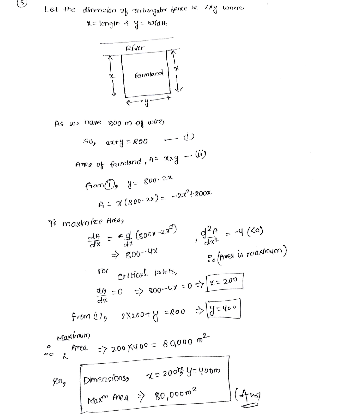 Solved: Rectangular plot of farmland will be bounded on one side by a ...