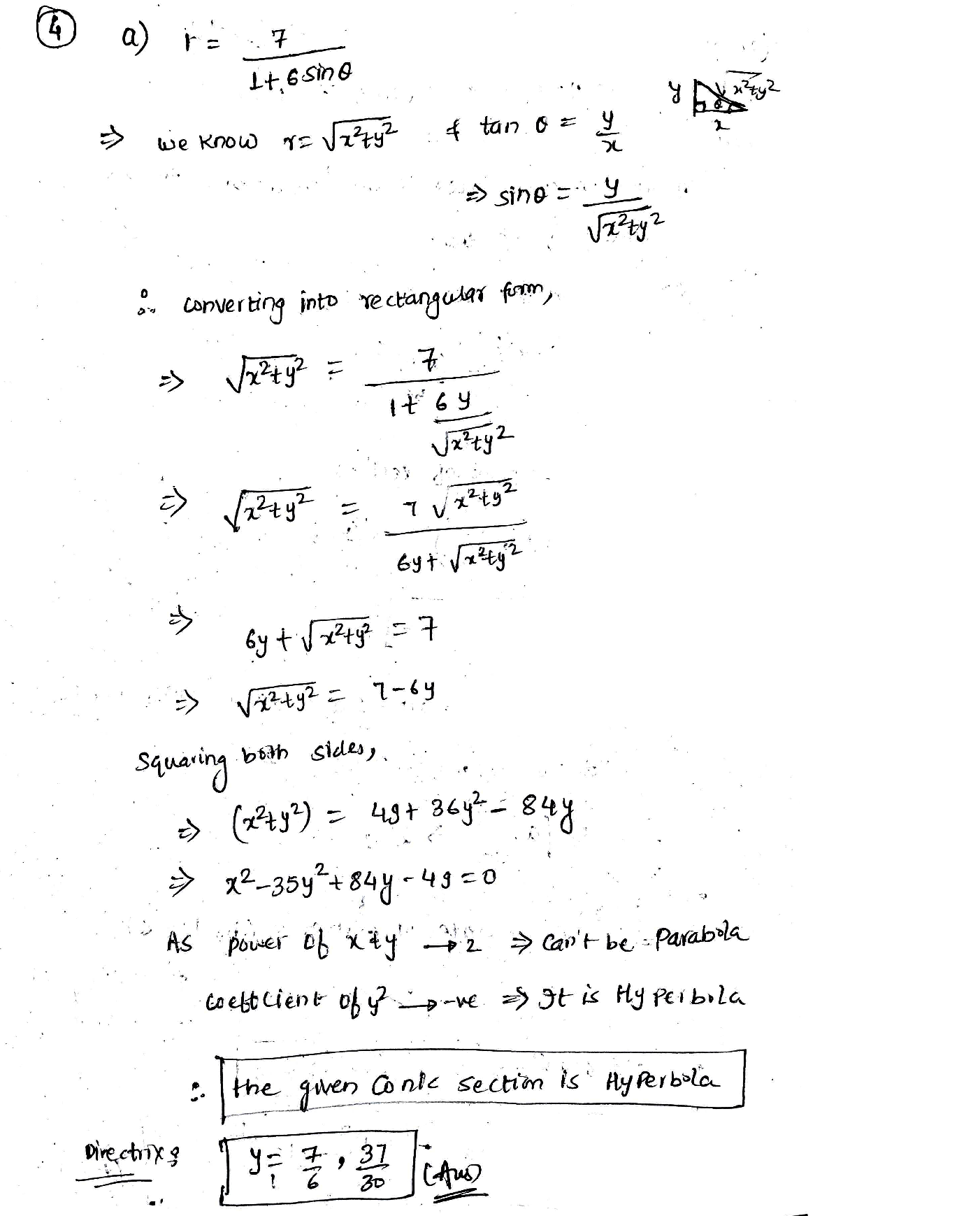 Solved: Example 4: Identify the given conic section as an ellipse ...
