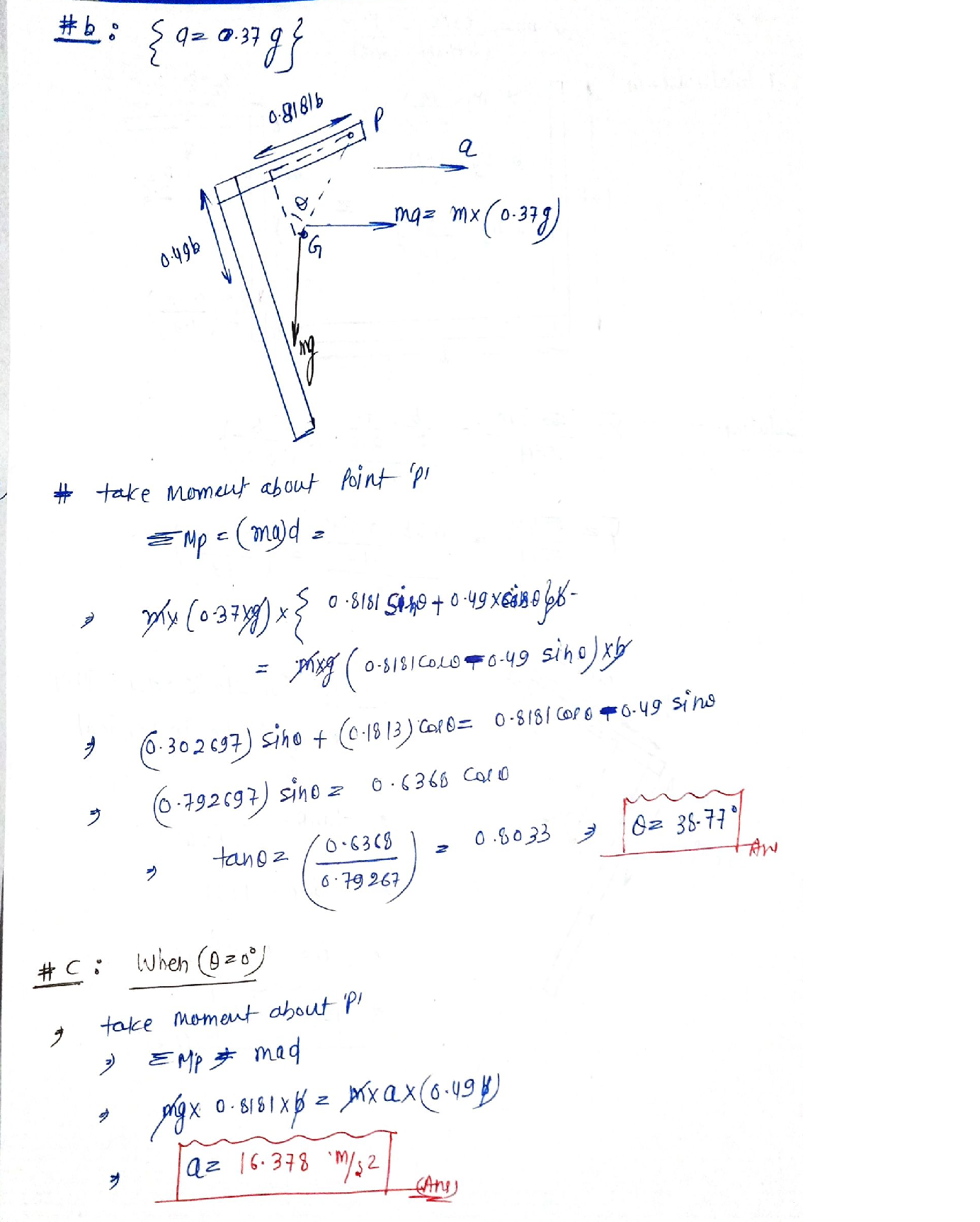 Solved: The uniform L-shaped bar pivots freely at point P of the slider ...