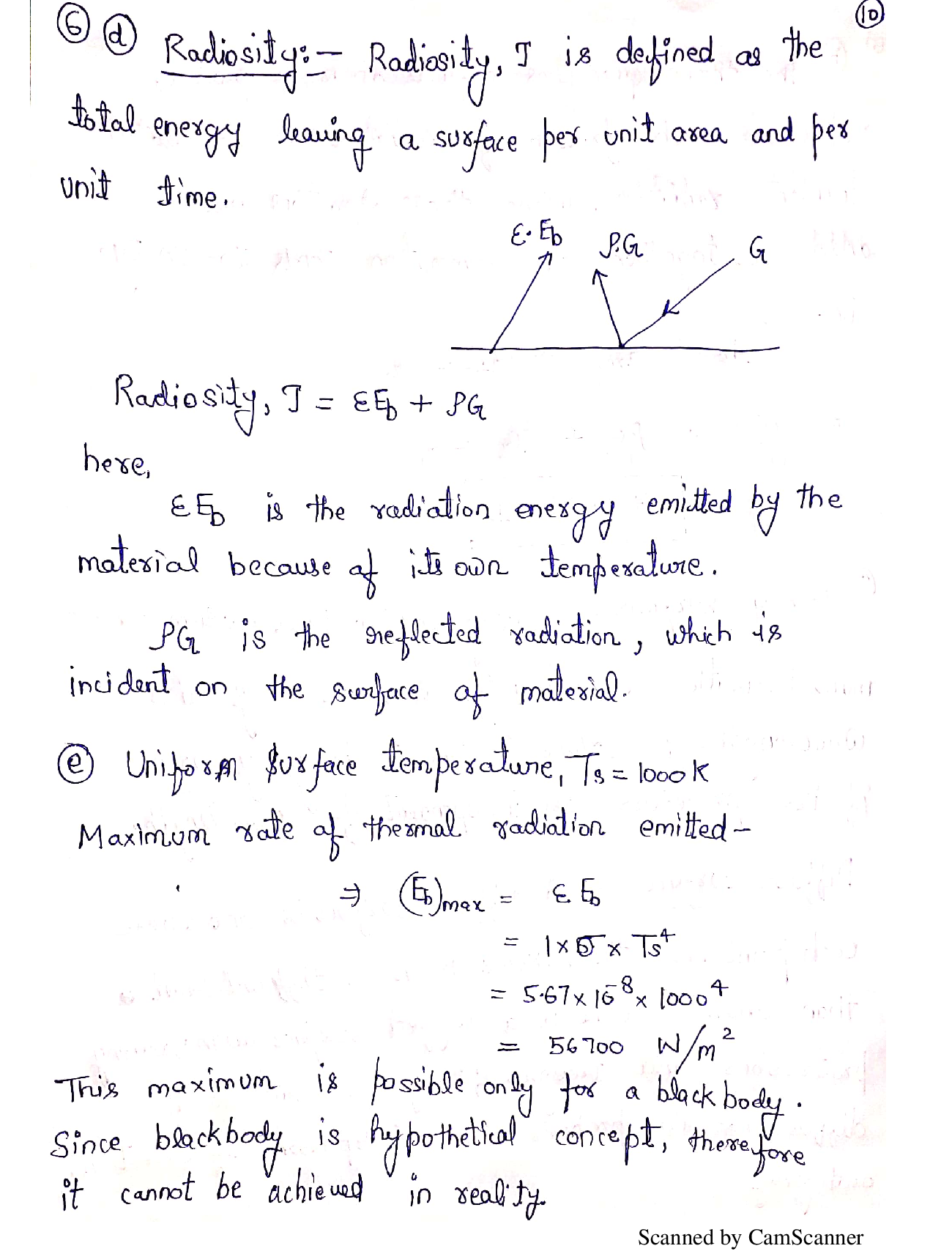 Solved: Consider radiation heat transfer. a) Define absorptivity ...