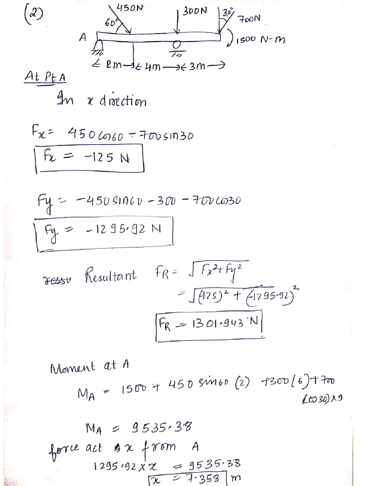 Solved: 2) Replace the loading acting on the beam by a single resultant force - TutorBin