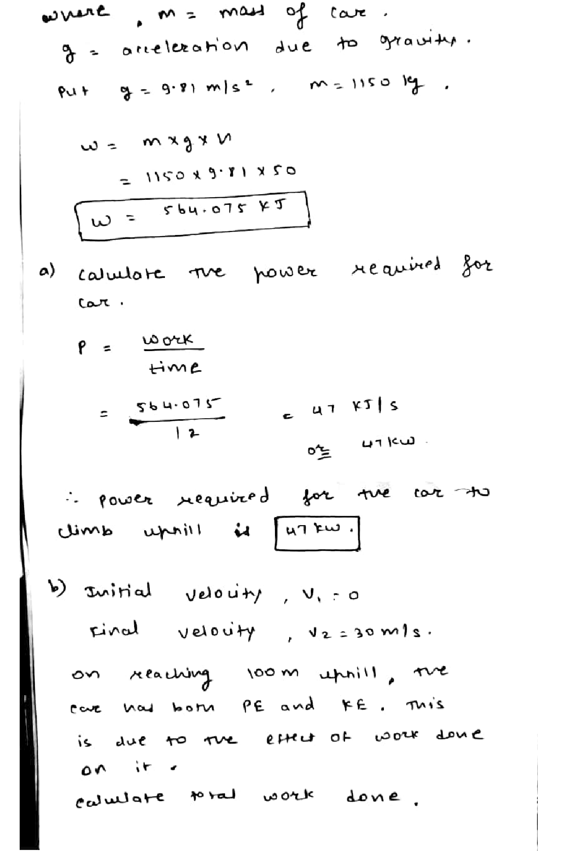 Solved HW2 Determine The Power Required For A 1150 kg Car To Climb A