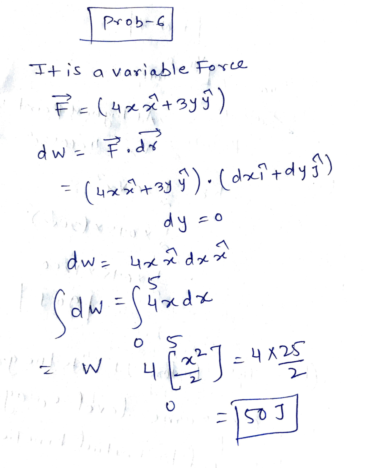 Solved: Problem 6. A position-dependent force F = (4x x +3y ŷ) N acts on an o - TutorBin