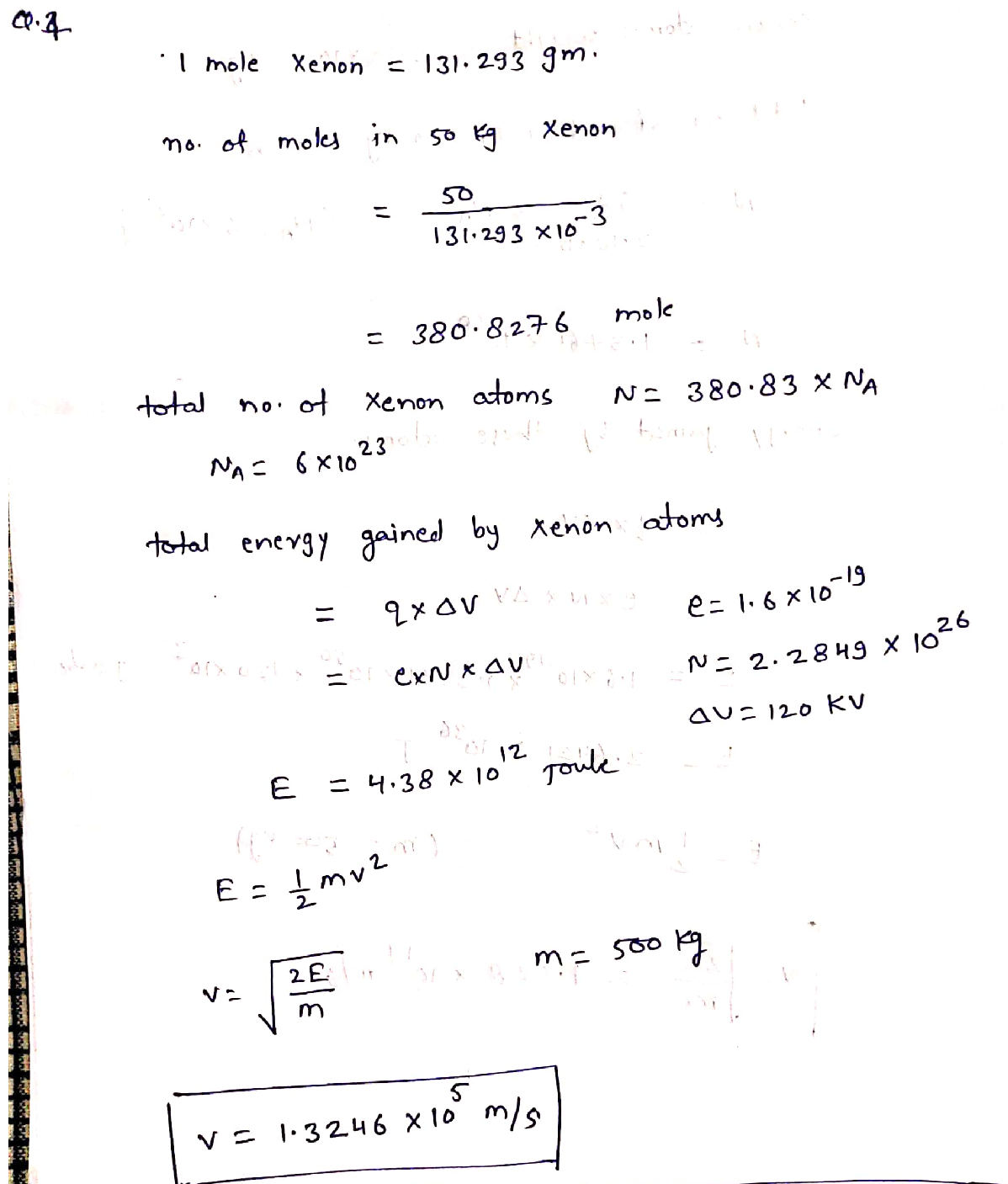 Solved: 4) An ion rocket thruster energizes singly-charged xenon ions ...